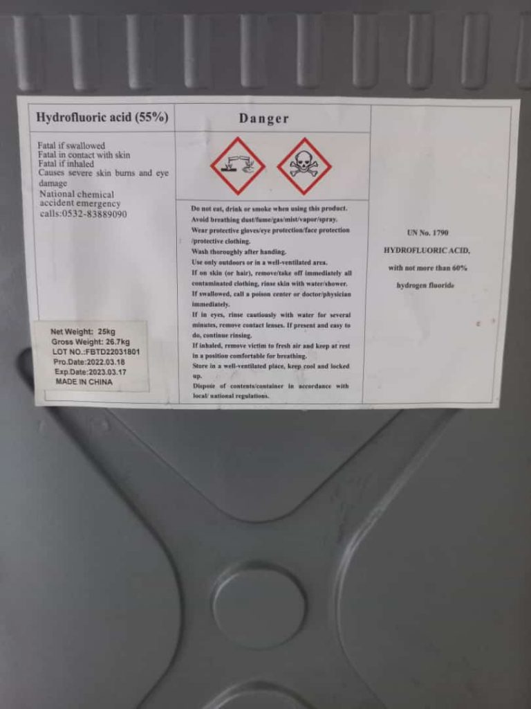 HYDROFLUORIC ACID 55% – PT. Mandiri Setya Kimia
